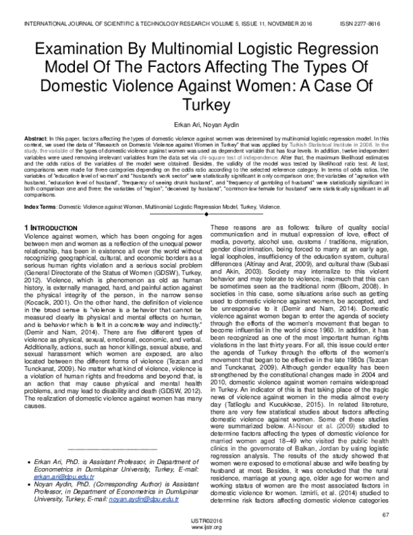 (PDF) Examination By Multinomial Logistic Regression Model Of The ...