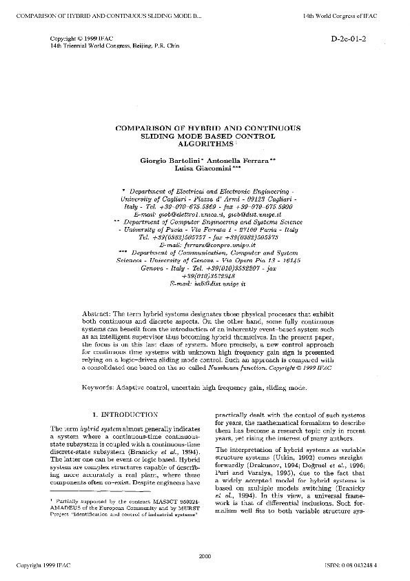 (PDF) Comparison of hybrid and continuous sliding mode based control ...