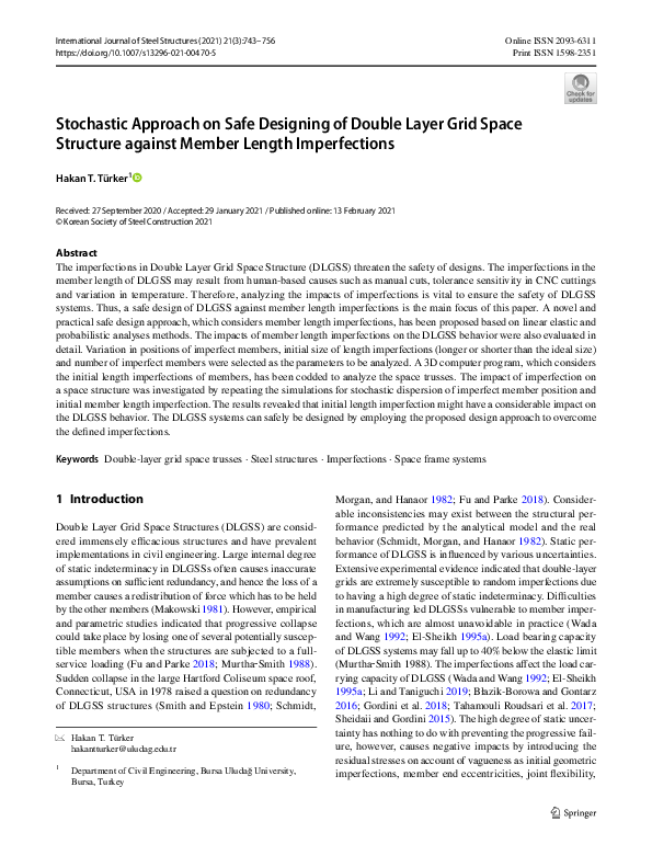 (PDF) Stochastic Approach on Safe Designing of Double Layer Grid Space Structure against Member ...