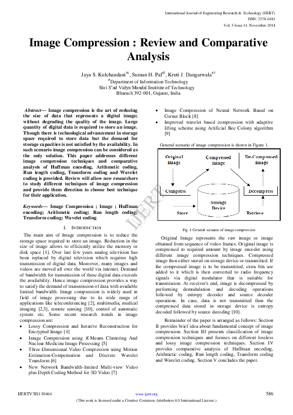 (PDF) Image Compression : Review and Comparative Analysis
