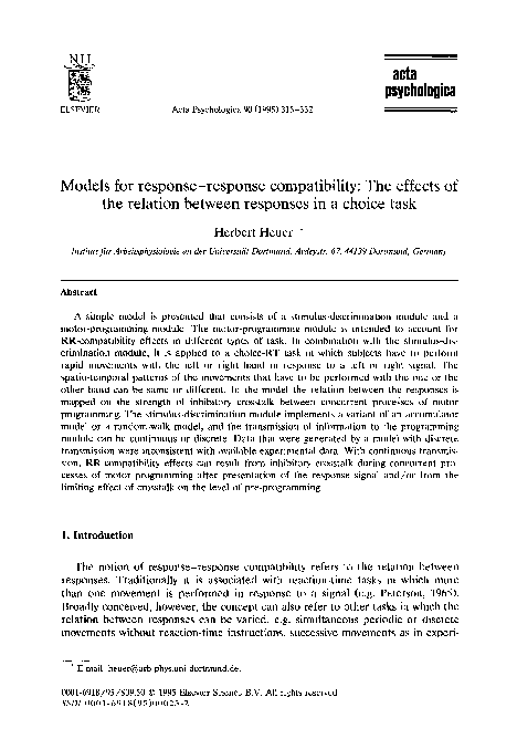 (PDF) Models for response-response compatibility: The effects of the relation between responses ...