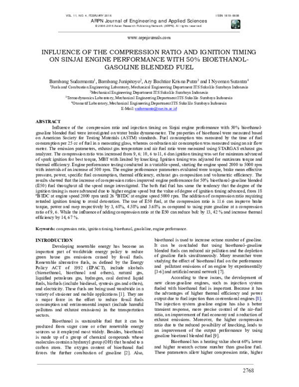 (PDF) Engine Performance with Bioethanol at Varying Compression