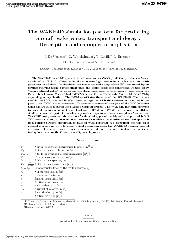 (PDF) The WAKE4D Simulation Platform for Predicting Aircraft Wake Vortex Transport and Decay ...