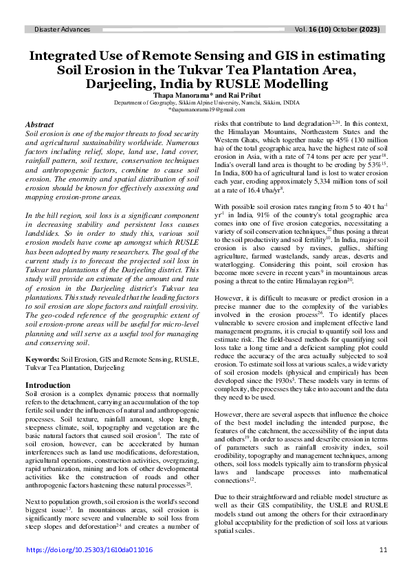 (PDF) Integrated Use of Remote Sensing and GIS in estimating Soil Erosion in the Tukvar Tea ...