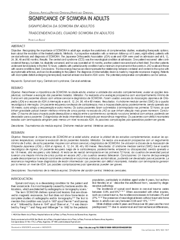 (PDF) Significance of SCIWORA in adults