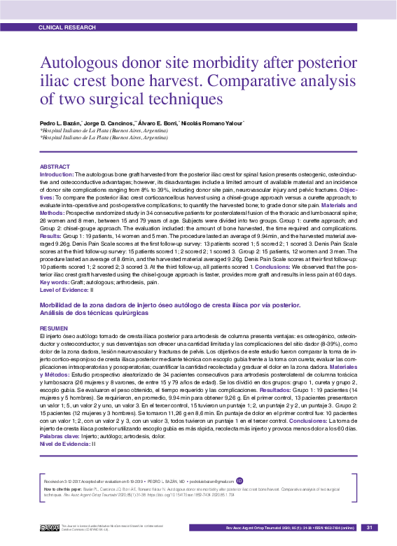 (PDF) Morbilidad de la zona dadora de injerto óseo autólogo de cresta ...