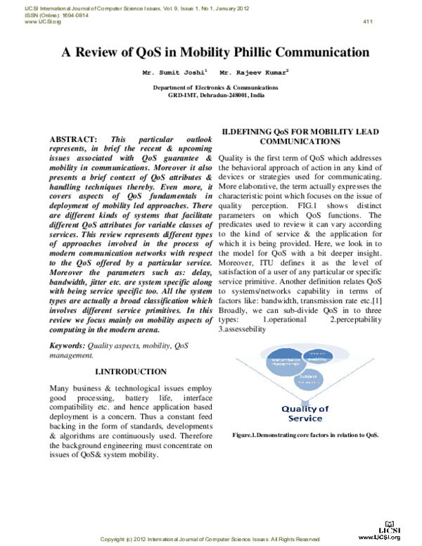 (PDF) A Review of QoS in Mobility Phillic Communication