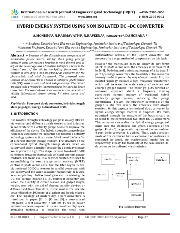 (PDF) HYBRID ENERGY SYSTEM USING NON ISOLATED DC -DC CONVERTER (PDF) HYBRID ENERGY SYSTEM USING NON ISOLATED DC -DC CONVERTER