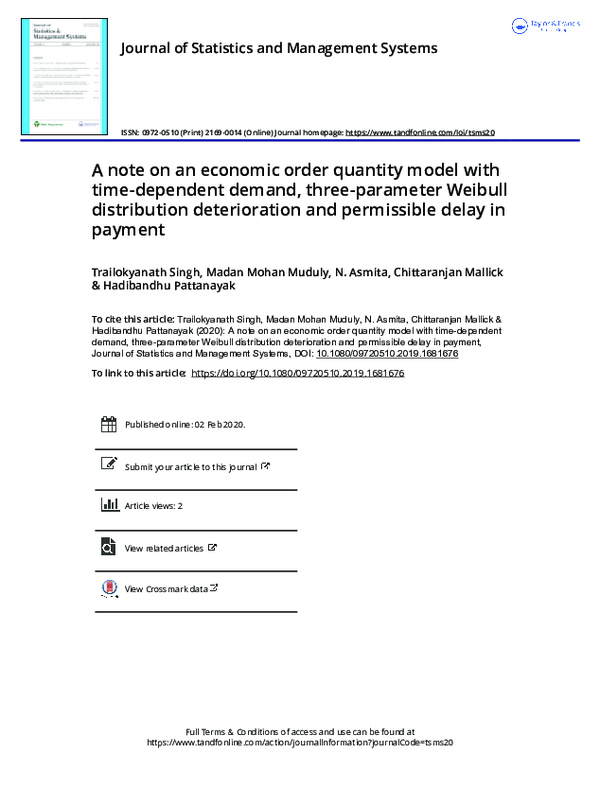 Pdf A Note On An Economic Order Quantity Model With Time Dependent Demand Three Parameter