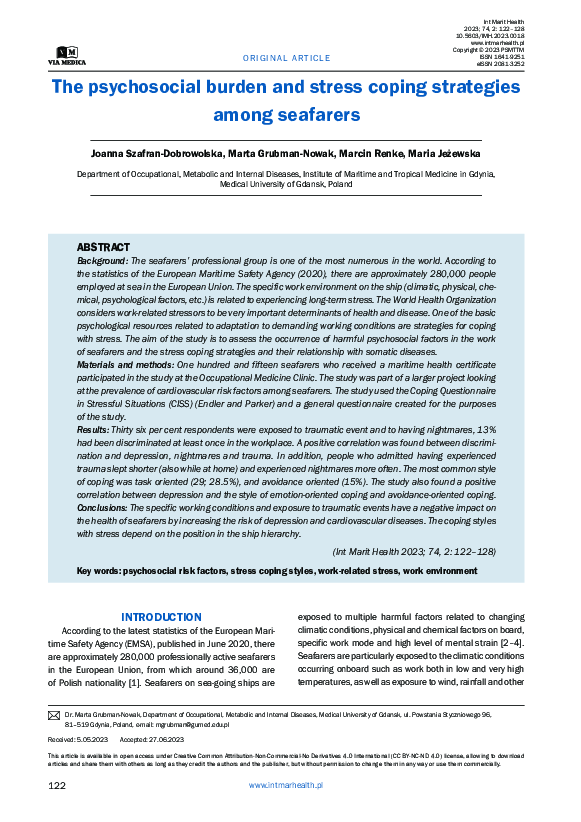 (PDF) The psychosocial burden and stress coping strategies among ...