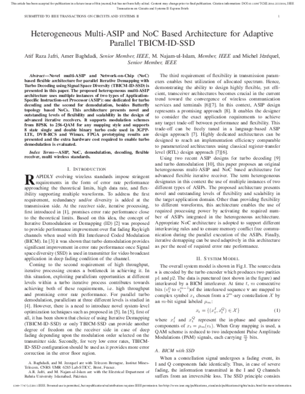 (PDF) Heterogeneous Multi-ASIP and NoC Based Architecture for Adaptive Parallel TBICM-ID-SSD