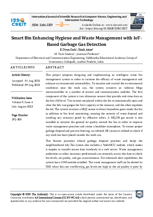 (PDF) Smart Bin Enhancing Hygiene and Waste Management with IoT-Based Garbage Gas Detection