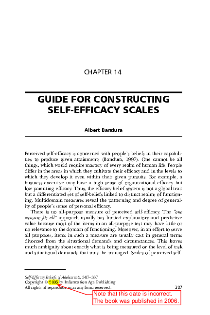 (PDF) Guide for constructing self-efficacy scales