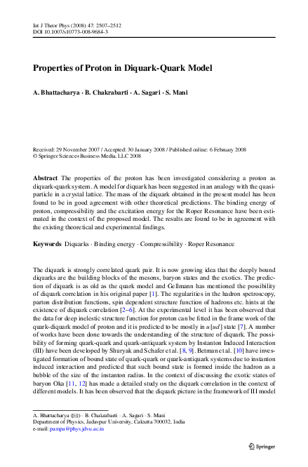 (PDF) Properties of Proton in Diquark-Quark Model