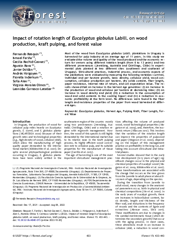 (PDF) Impact of rotation length of Eucalyptus globulus Labill. on wood ...