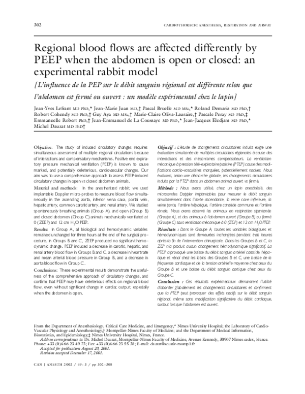 (PDF) Regional blood flows are affected differently by PEEP when the ...