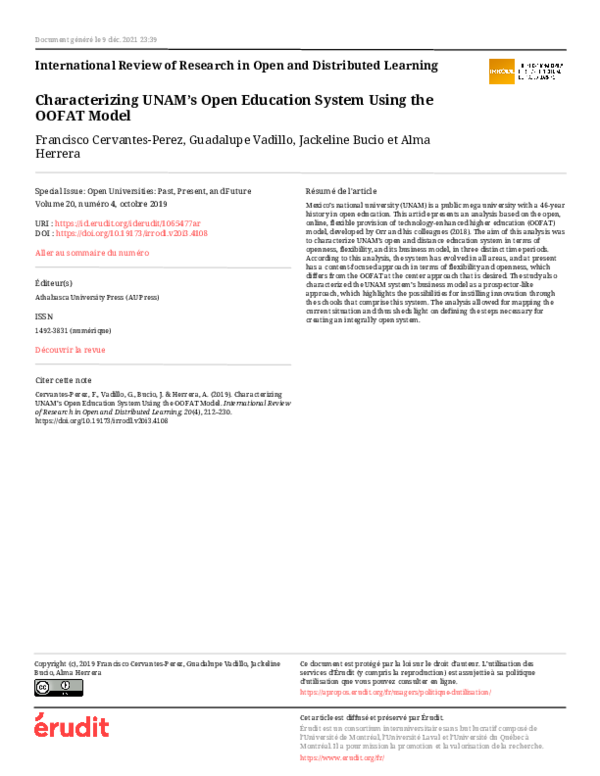 (PDF) Analyzing UNAM's Open Education System with OOFAT Model
