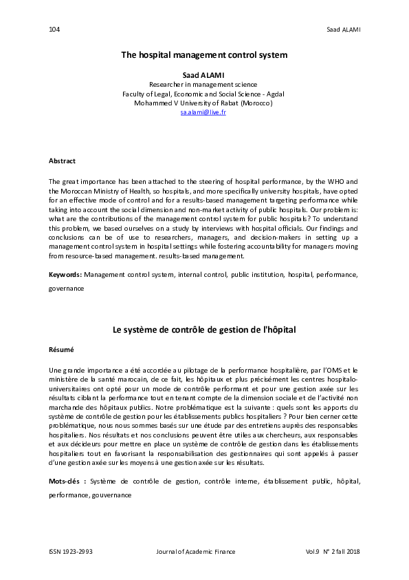(PDF) Hospital Management Control System