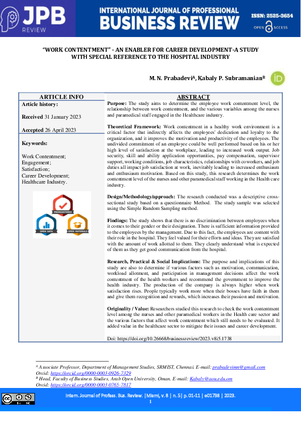 (PDF) “Work Contentment” - an Enabler for Career Development-A Study ...