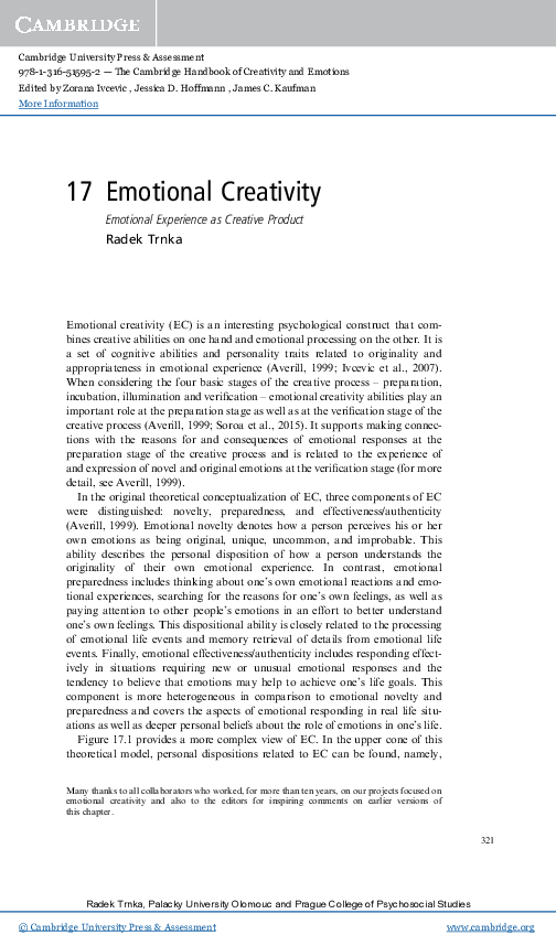 (PDF) Emotional creativity: Emotional experience as creative product