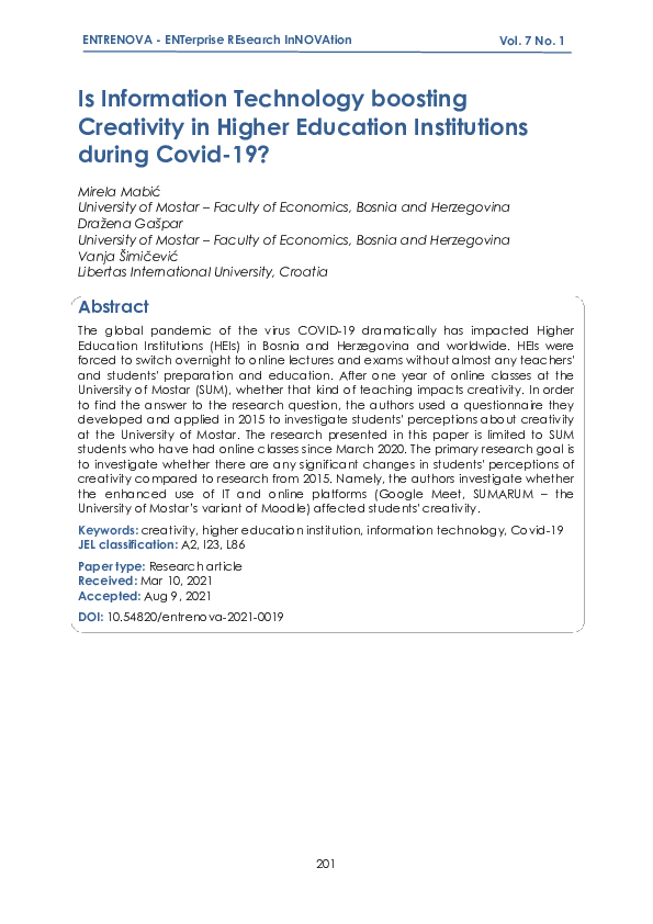 (PDF) Is Information Technology boosting Creativity in Higher Education ...