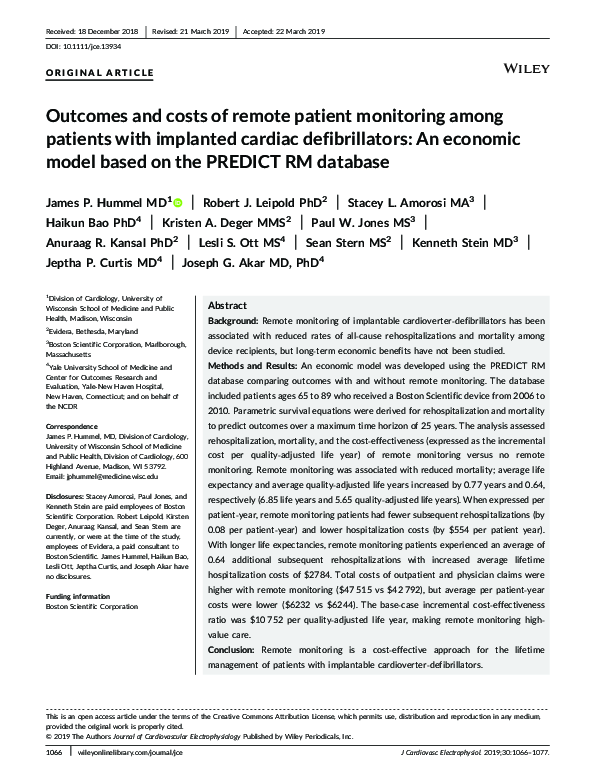 (PDF) Outcomes and costs of remote patient monitoring among patients ...