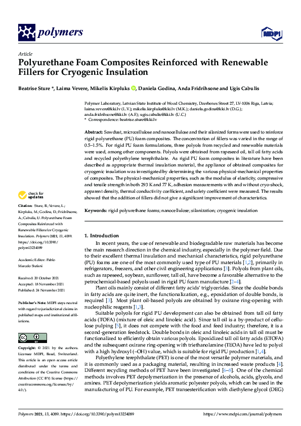 (PDF) Polyurethane Foam Composites Reinforced with Renewable Fillers ...