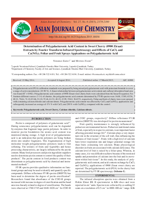 (PDF) Determination of polygalacturonic acid content in pectin extracts ...