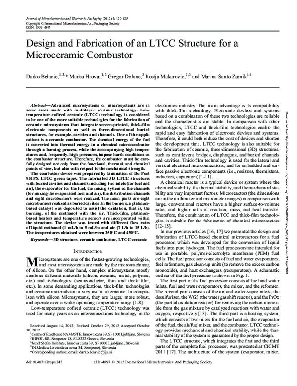 (PDF) Design and Fabrication of an LTCC Structure for a Microceramic ...