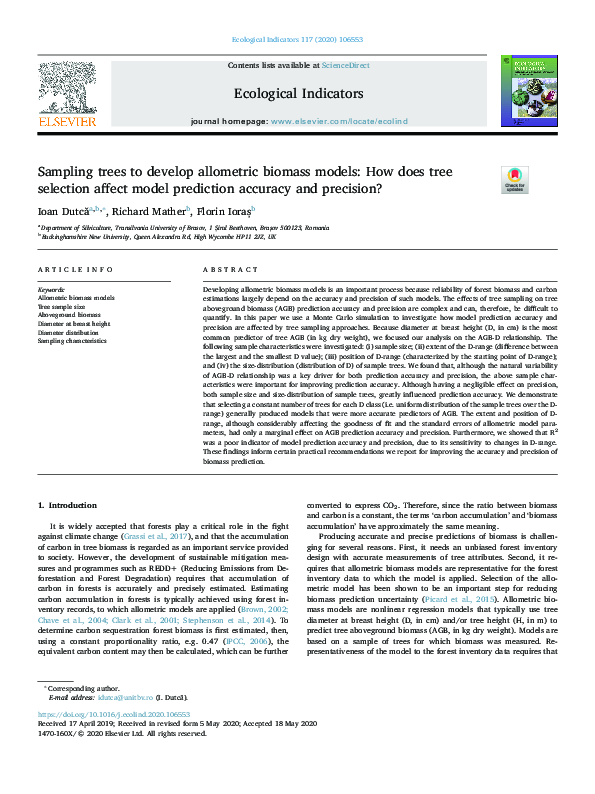 Pdf Sampling Trees To Develop Allometric Biomass Models How Does Tree Selection Affect Model