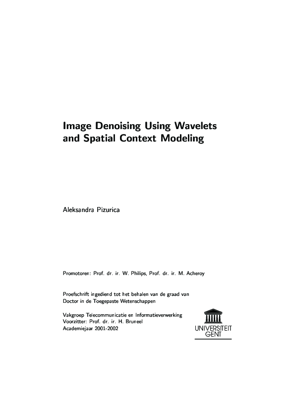 (PDF) Image denoising using wavelets and spatial context modeling