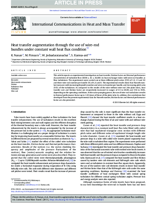 (PDF) Heat transfer augmentation through the use of wire-rod bundles ...