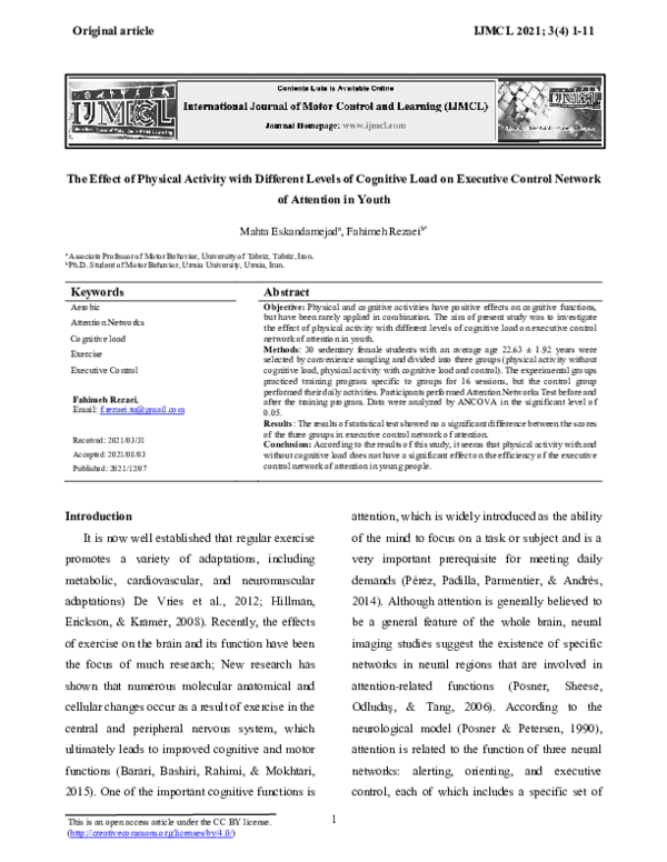 (PDF) The Effect of Physical Activity with Different Levels of ...
