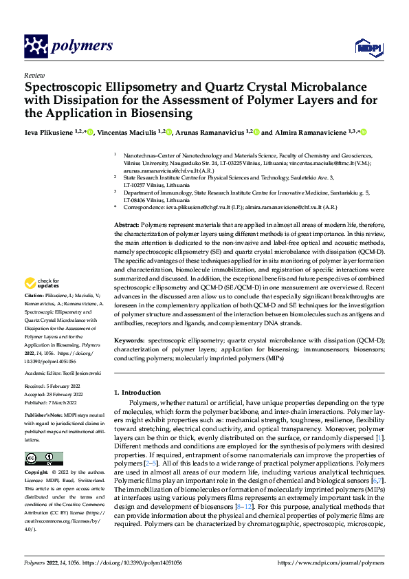 (PDF) Spectroscopic Ellipsometry and Quartz Crystal Microbalance with ...