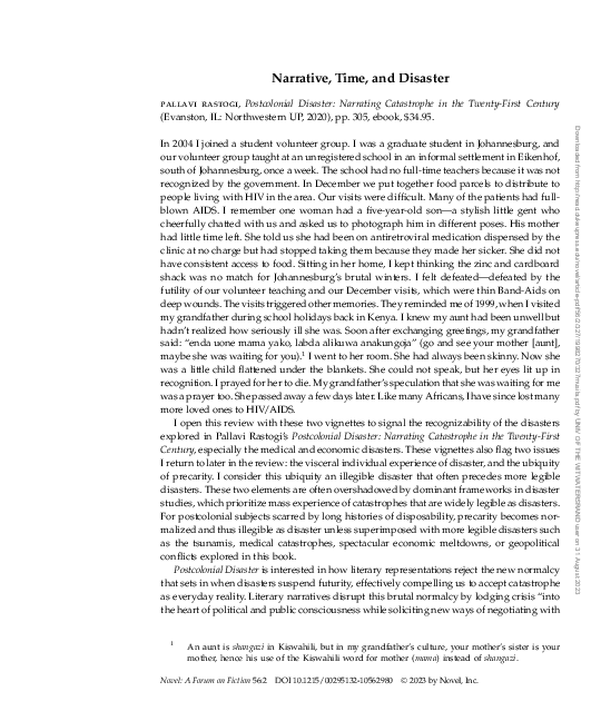 (PDF) Narrative, Time, and Disaster