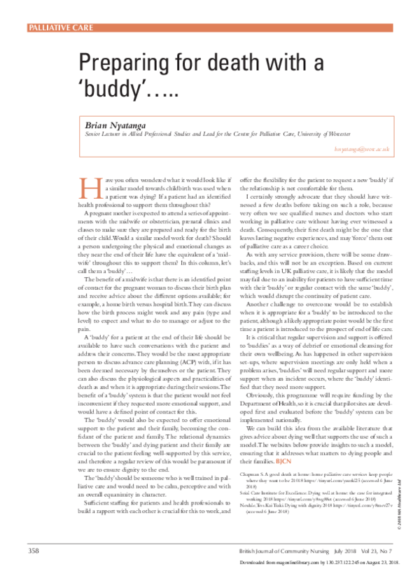 (PDF) Preparing for death with a ‘buddy’…