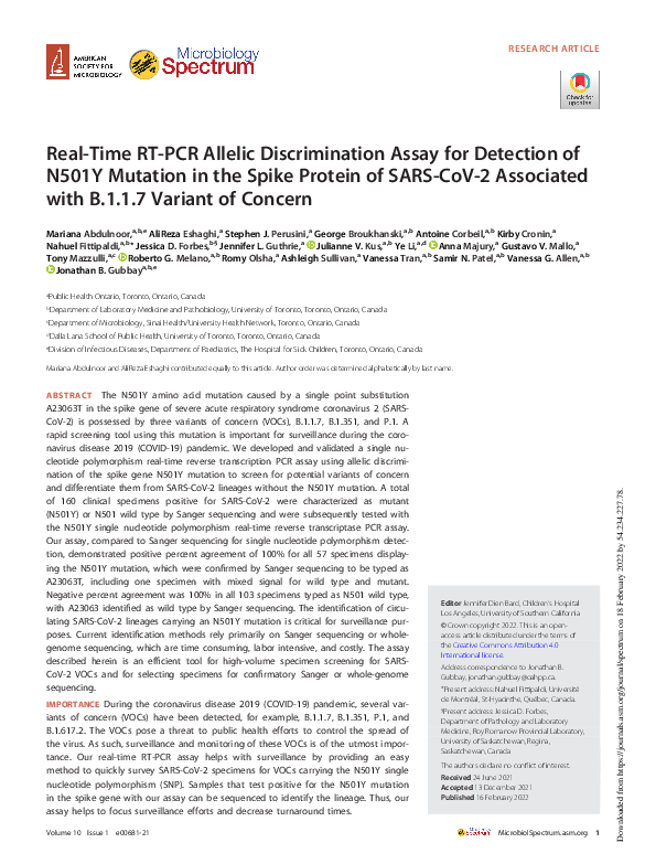 (PDF) Real-Time RT-PCR Allelic Discrimination Assay for Detection of ...