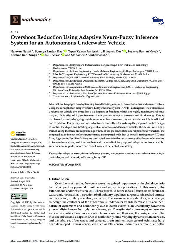 Pdf Overshoot Reduction Using Adaptive Neuro Fuzzy Inference System For An Autonomous