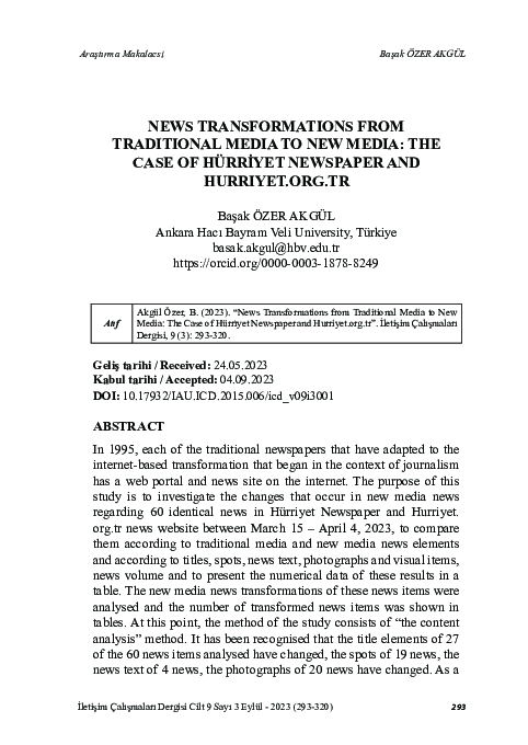 (PDF) NEWS TRANSFORMATIONS FROM TRADITIONAL MEDIA TO NEW MEDIA: THE ...