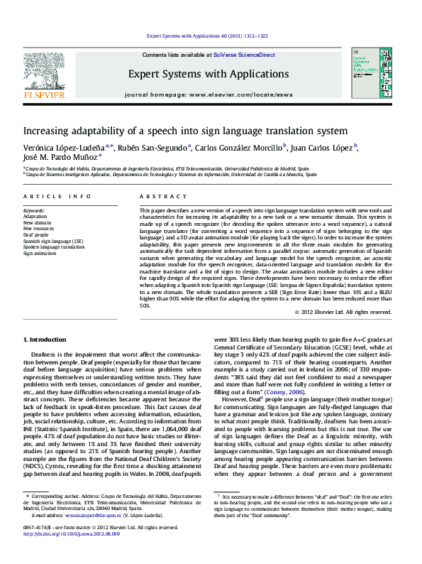 (PDF) Increasing adaptability of a speech into sign language ...