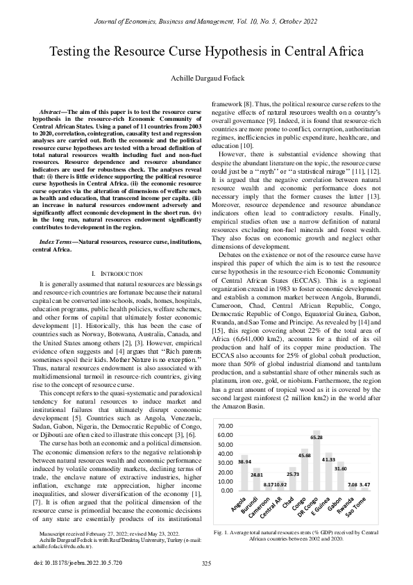 (PDF) Testing the Resource Curse Hypothesis in Central Africa
