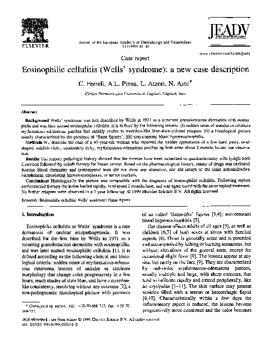 (PDF) Eosinophilic cellulitis (Wells' syndrome): a new case description