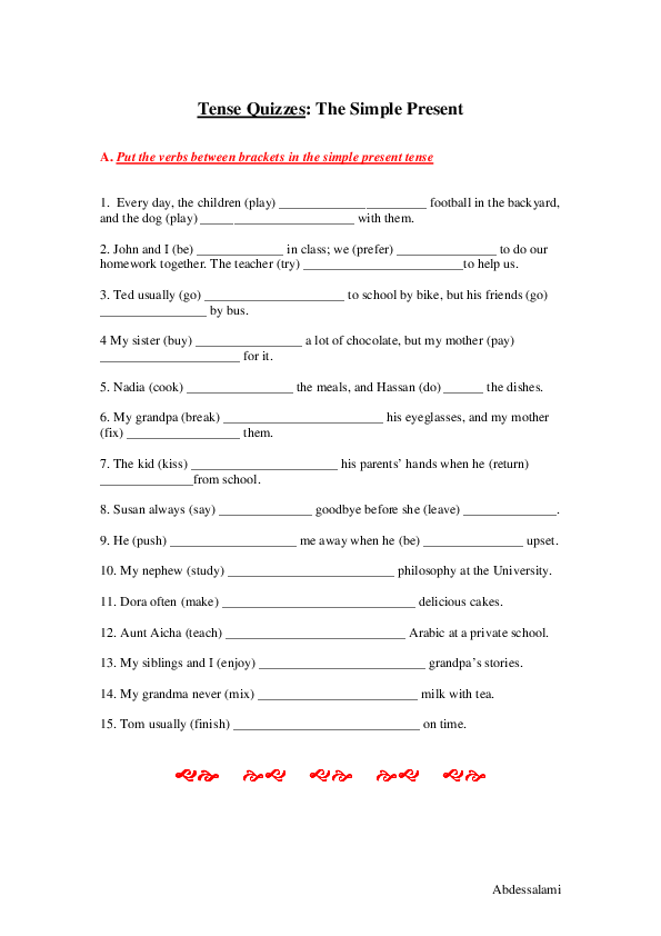 (PDF) Tense Quizzes: The Simple Present