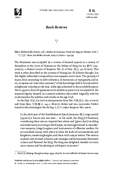 (PDF) Marc Kalinowski (trans., ed.), Maître de Huainan: Traité des ...