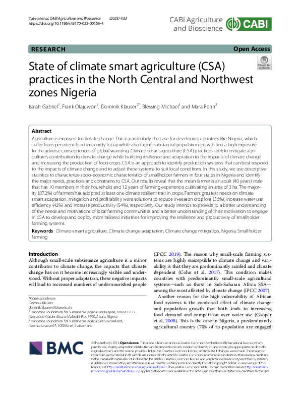 (PDF) State of climate smart agriculture (CSA) practices in the North ...