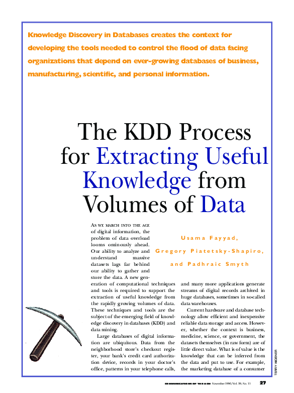 (PDF) The KDD process for extracting useful knowledge from volumes of data