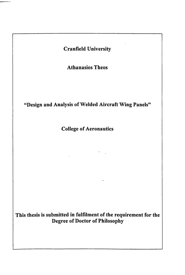 (PDF) Design and analysis of welded aircraft wing panels
