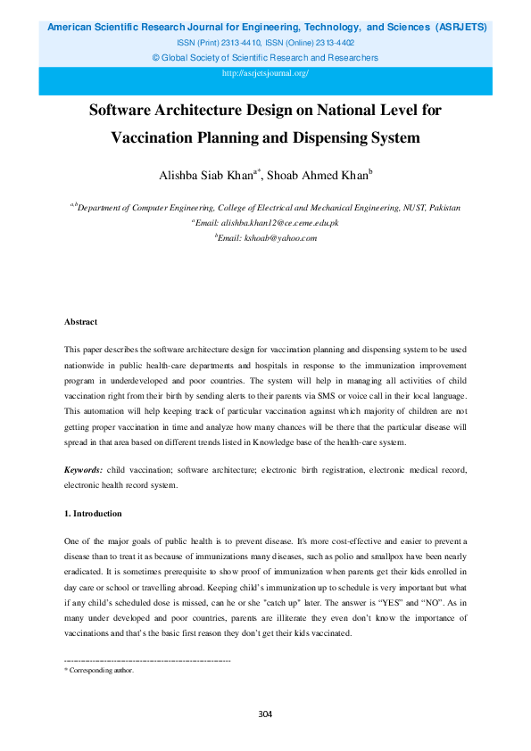 (PDF) Software Architecture Design on National Level for Vaccination Planning and Dispensing ...