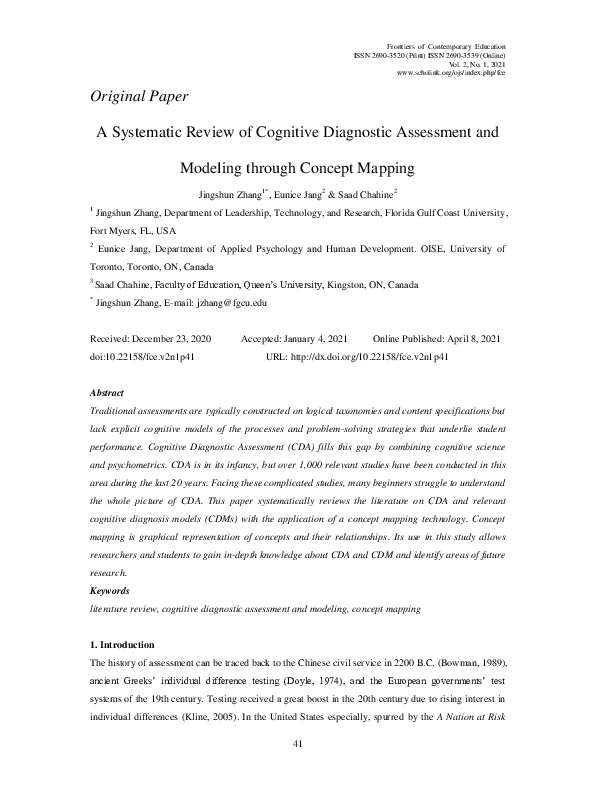 (PDF) A Systematic Review of Cognitive Diagnostic Assessment and Modeling through Concept Mapping