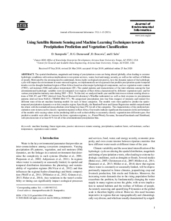 (PDF) Using Satellite Remote Sensing and Machine Learning Techniques ...